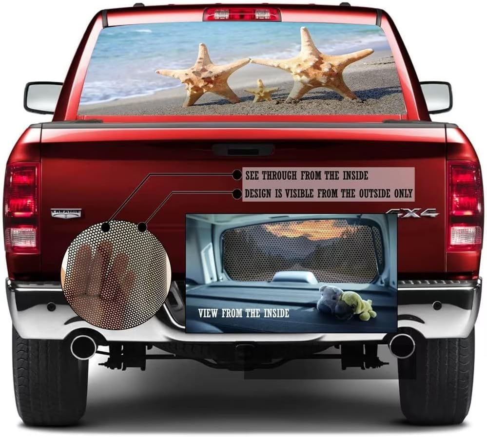 Truck Rear Window Decals,Ocean Beach Truck Stickers,See-Through Back ...