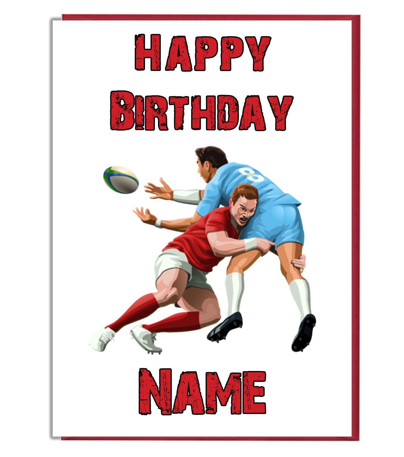 AK Giftshop Rugby Players Tackle Personalised Birthday Card - Any name ...