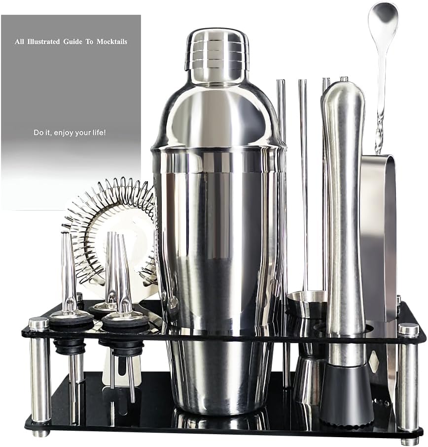 Amazon.com: Wyndham House Stainless Steel Bar Set with Cocktail Shaker ...