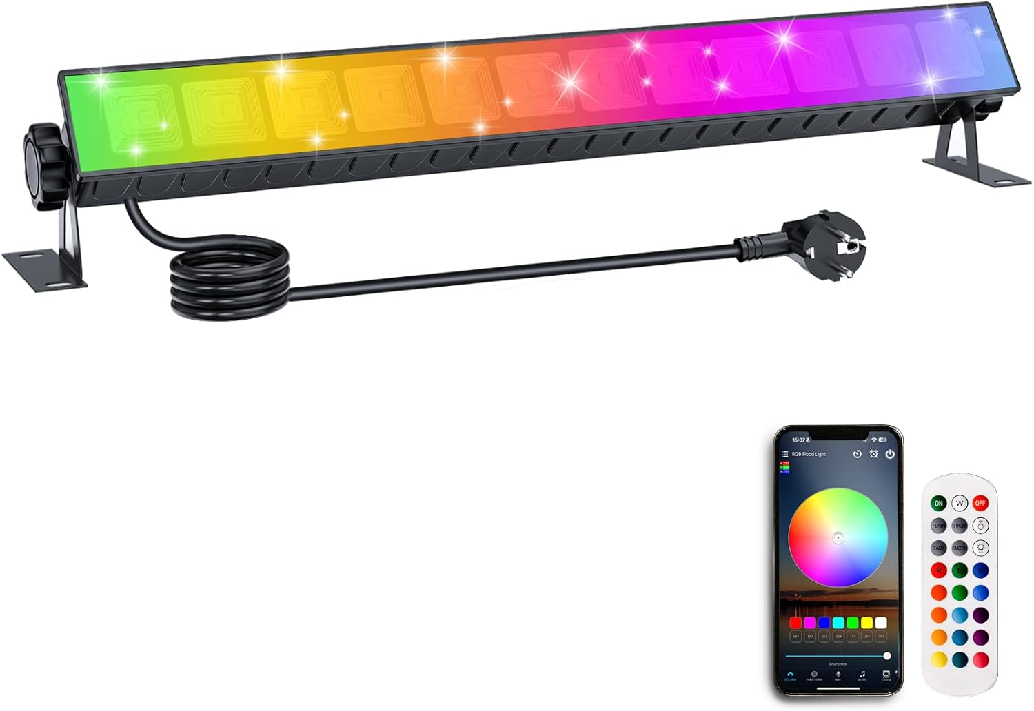 BOSITE RGB LED Light Bar - Upgraded Bluetooth APP Control Wall Washer ...