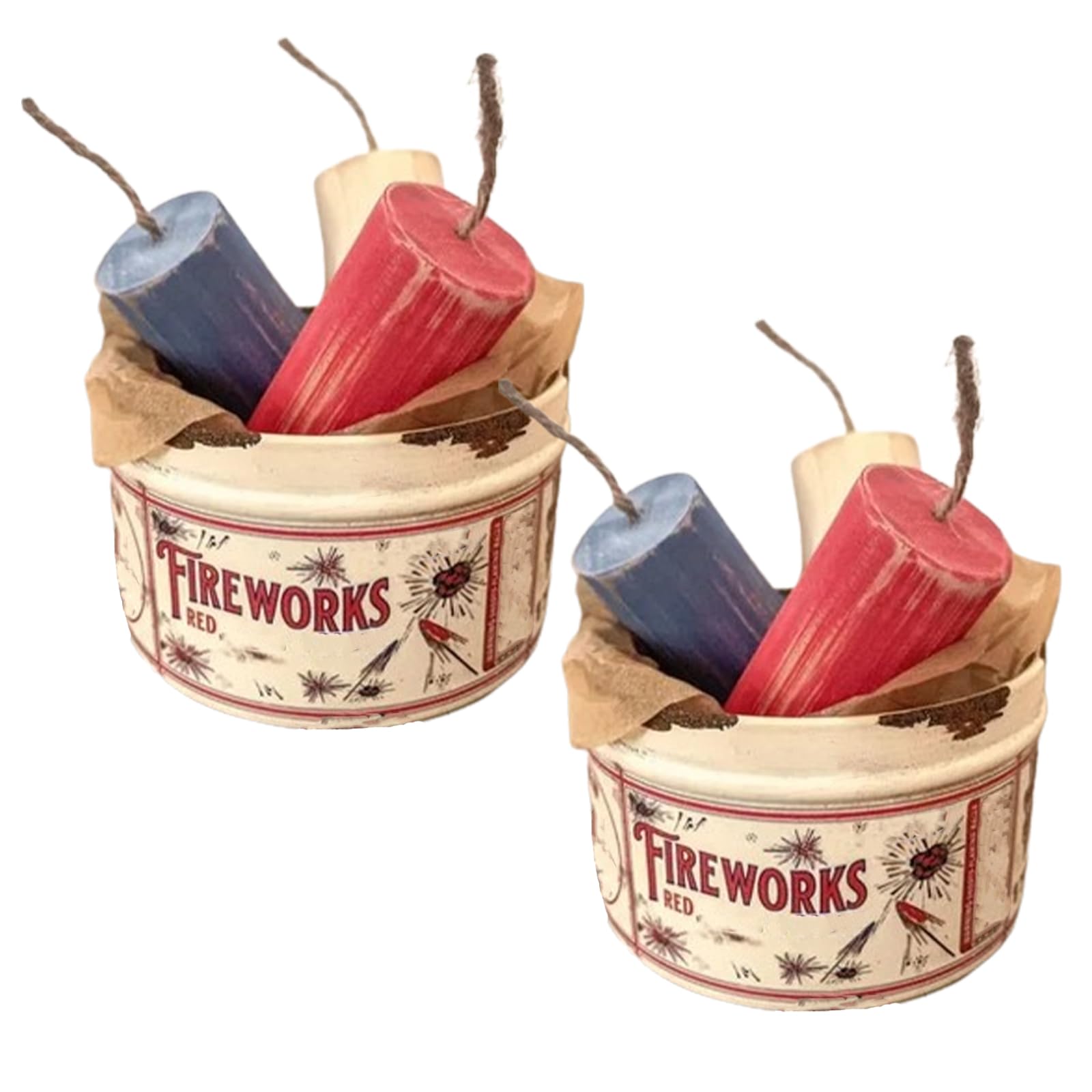Amazon.com: XHPulse Vintage Inspired Fireworks Tin with Red White and ...