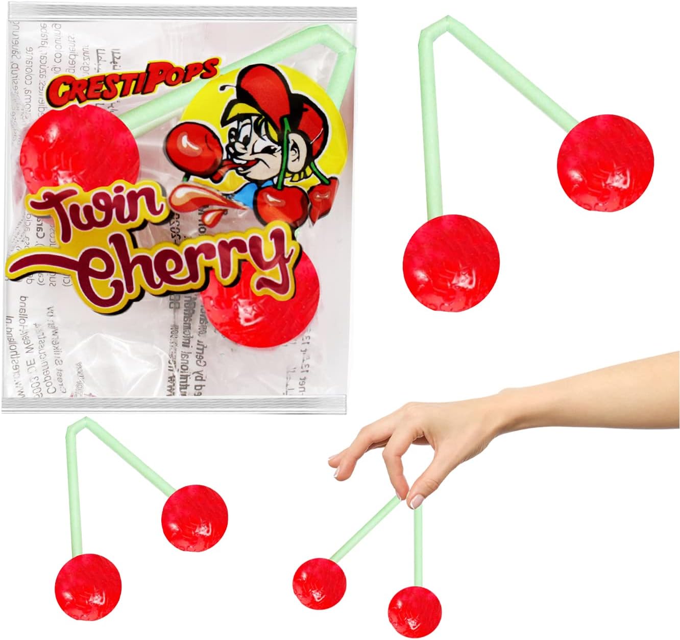 Amazon.com : Fruidles Twin Cherry Lollipops, Hard Candy Suckers, Non ...