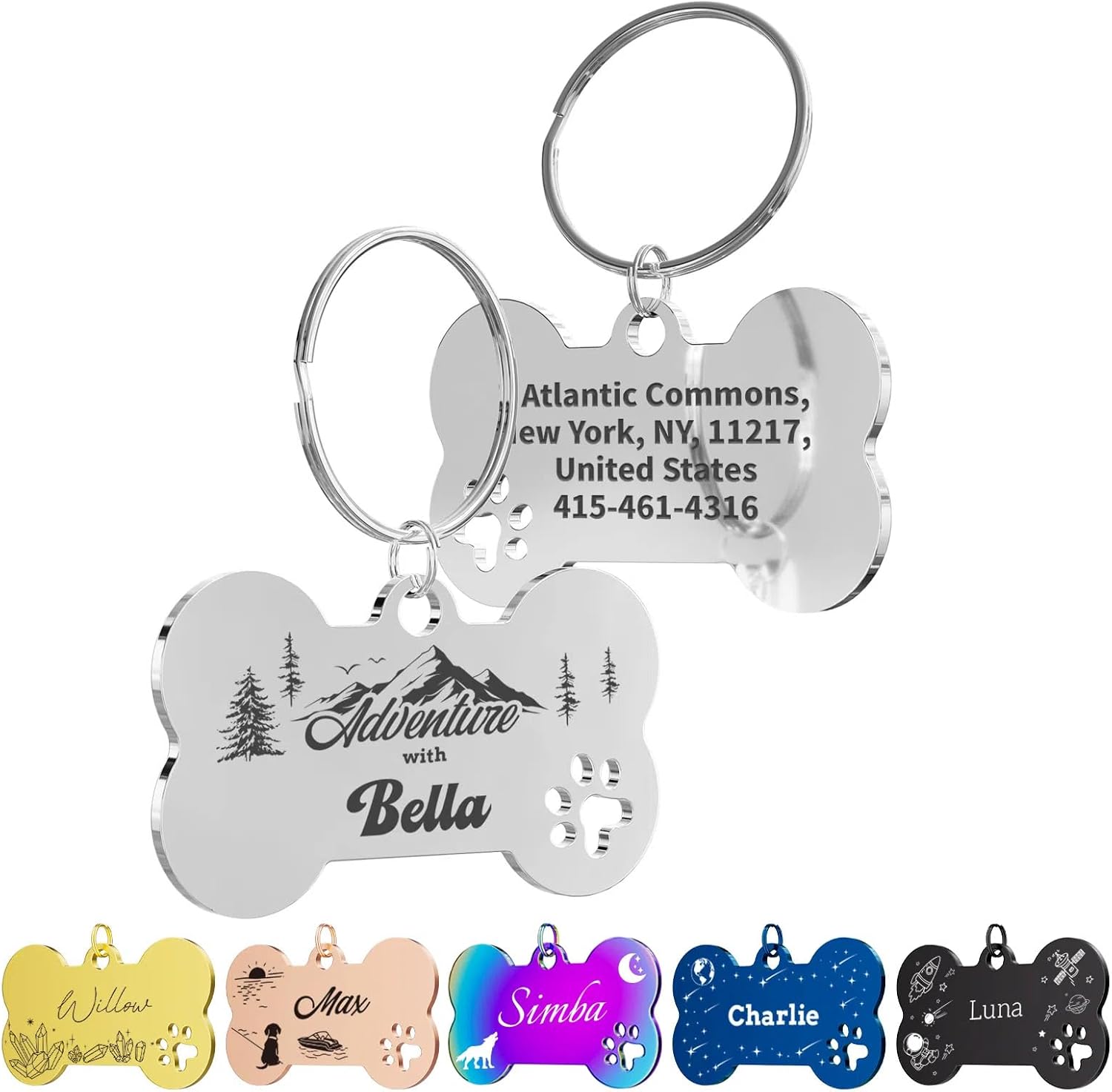 Amazon.com : Dearkeeps Dog Tags Personalized for Pets, Dog Name Tags ...