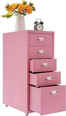 Amazon.com: MIOCASA 5 Drawer Metal File Cabinet Mobile Underdesk Chest ...