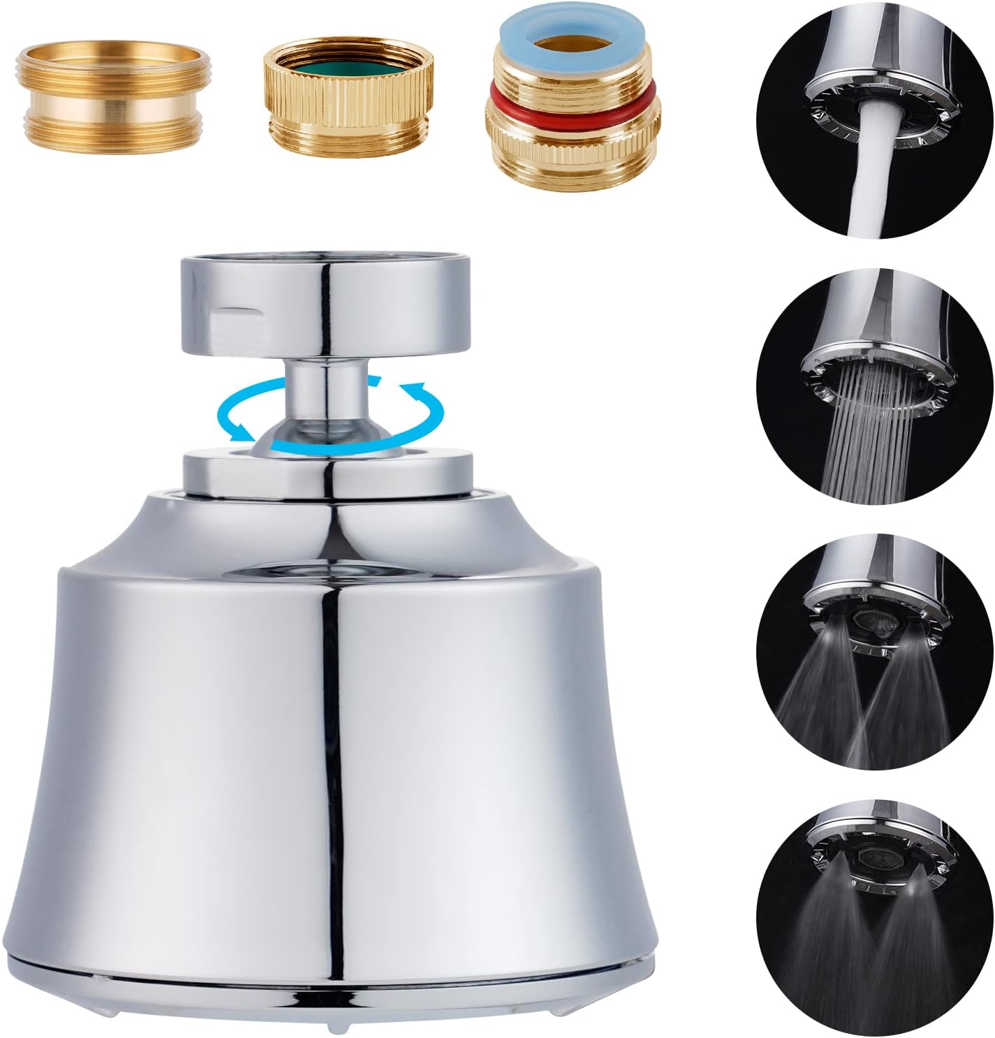 iFealClear Sink Faucet Aerator, Big Angle Swivel Faucet Sprayer Head ...