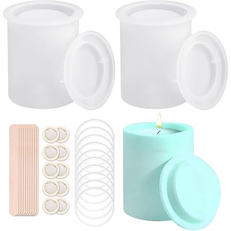 Amazon.com: 2 Sizes Candle Jar Molds, Silicone Concrete Molds for ...