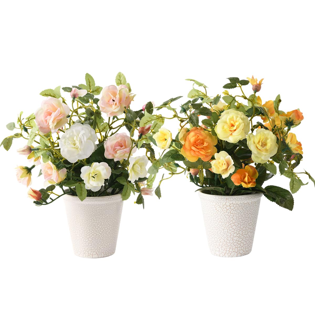 Amazon.com: Hommyea 2 Pcs Artificial Flowers Indoor with Plastic Pots ...