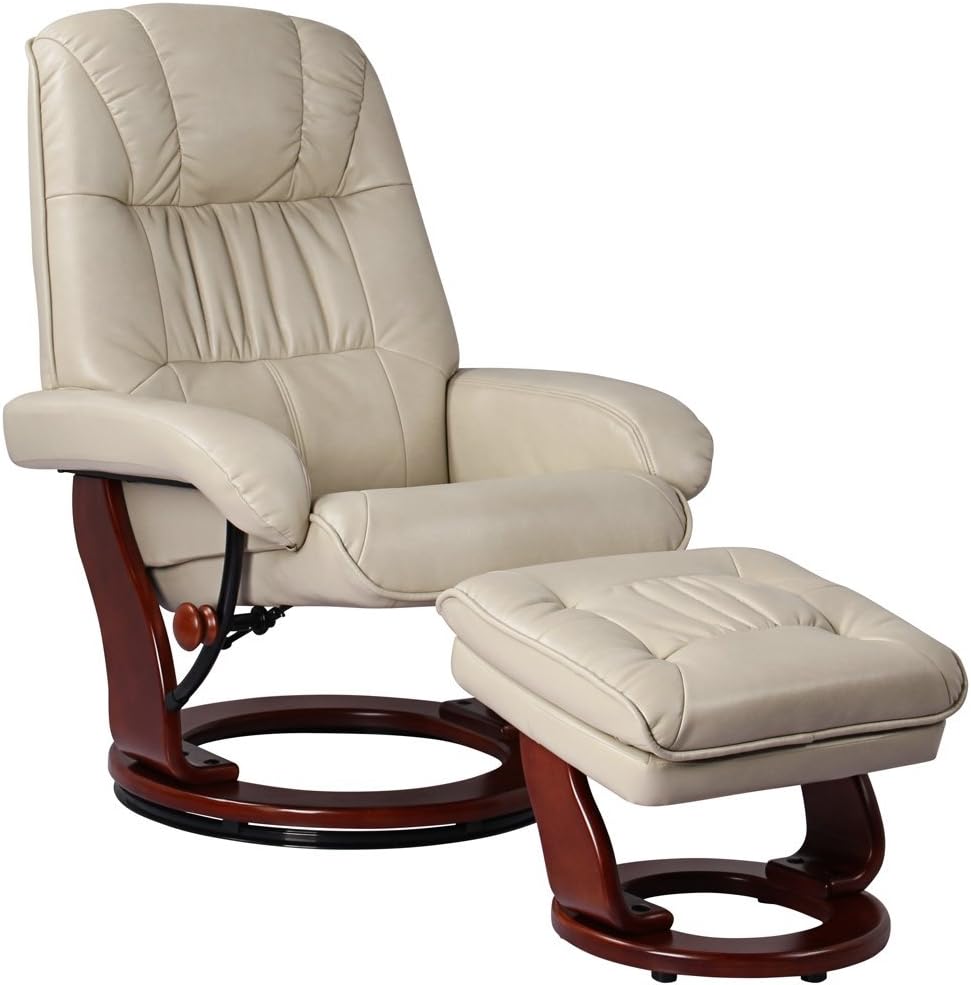 Amazon.com: Benchmaster Newport Taupe Swivel Faux Leather Recliner ...