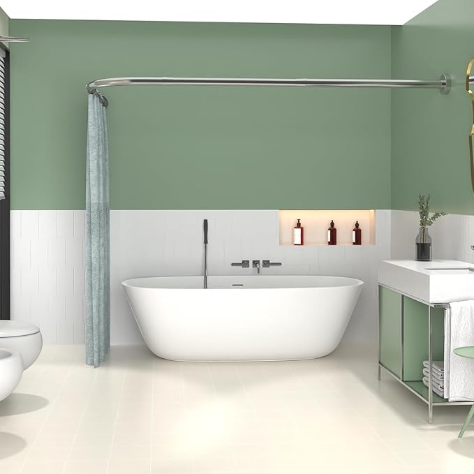 Amazon.com: L Shaped Shower Curtain Rod,28-39 X 43-67 Inch Curved ...
