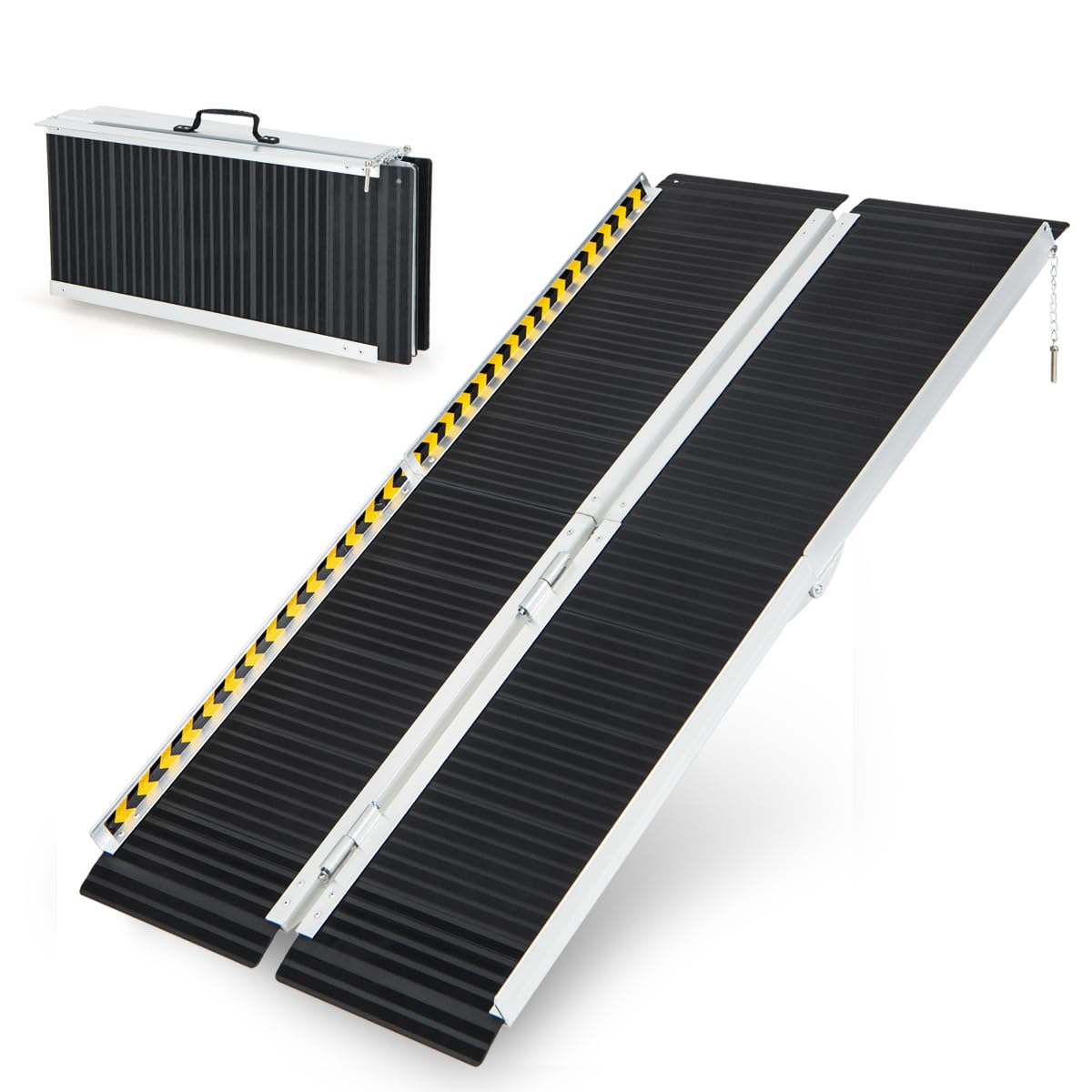 Goplus Portable Wheelchair Ramp 5 FT, Folding Handicap Ramp w ...