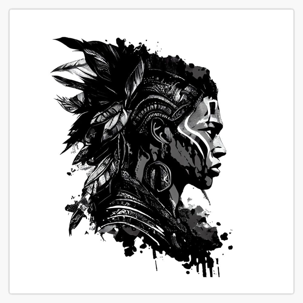 Ink Drawing of Zulu African Warrior Sticker Bumper Sticker Vinyl Decal 5"