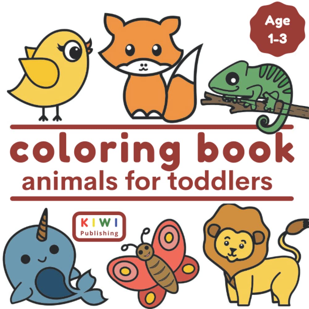 Coloring Book Animals for Toddlers: BIG & Easy Cute Animals coloring ...