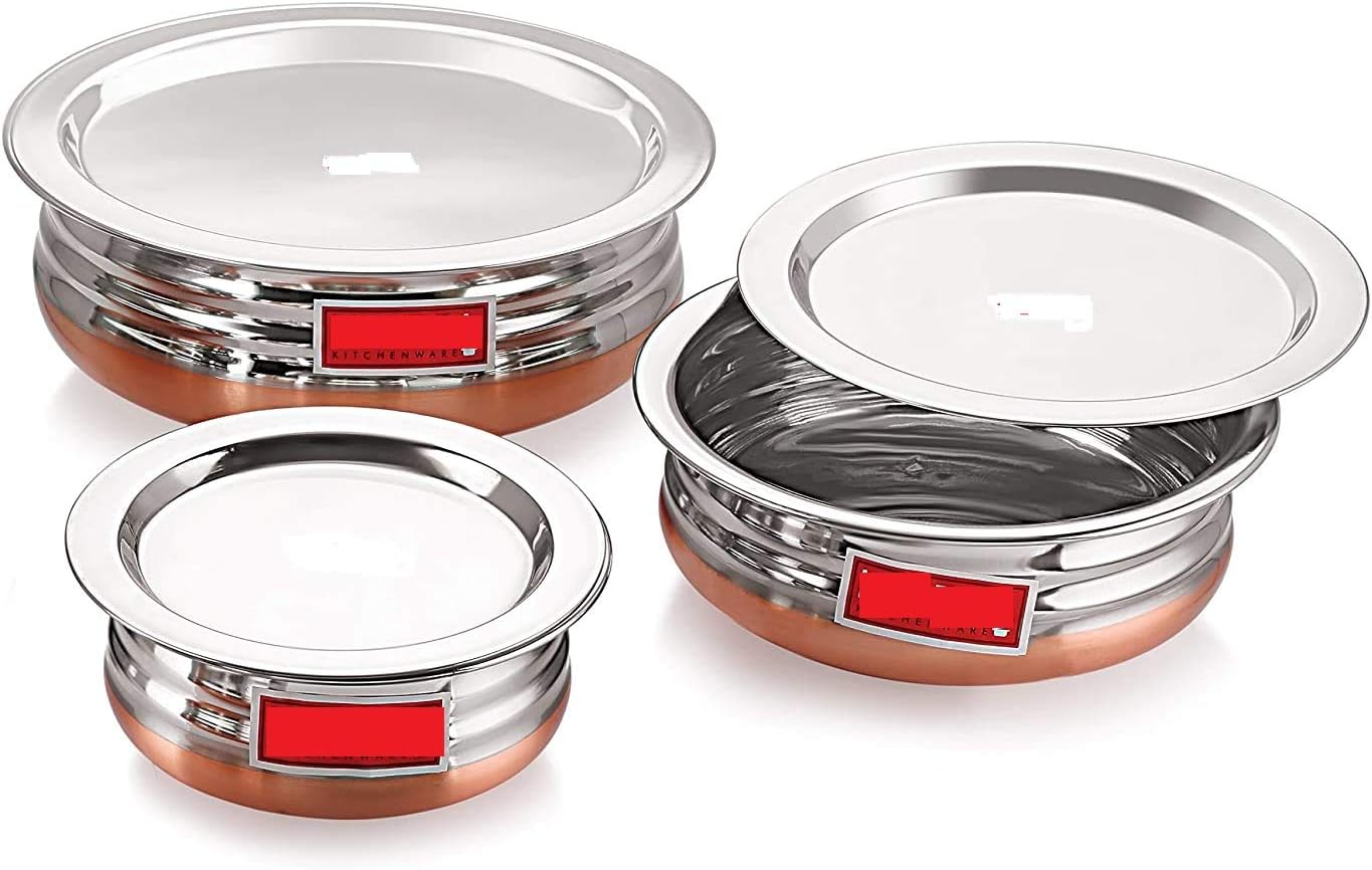 Spacetouch Stainless Steel Copper Bottom Uruli Set with Lid (800, 1200 ...