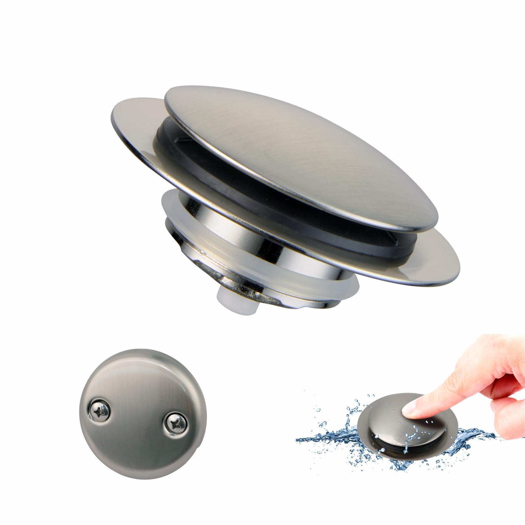 Amazon.com: Brushed Bathtub Stopper Tub Drain,Welsan Universal Pop Up ...