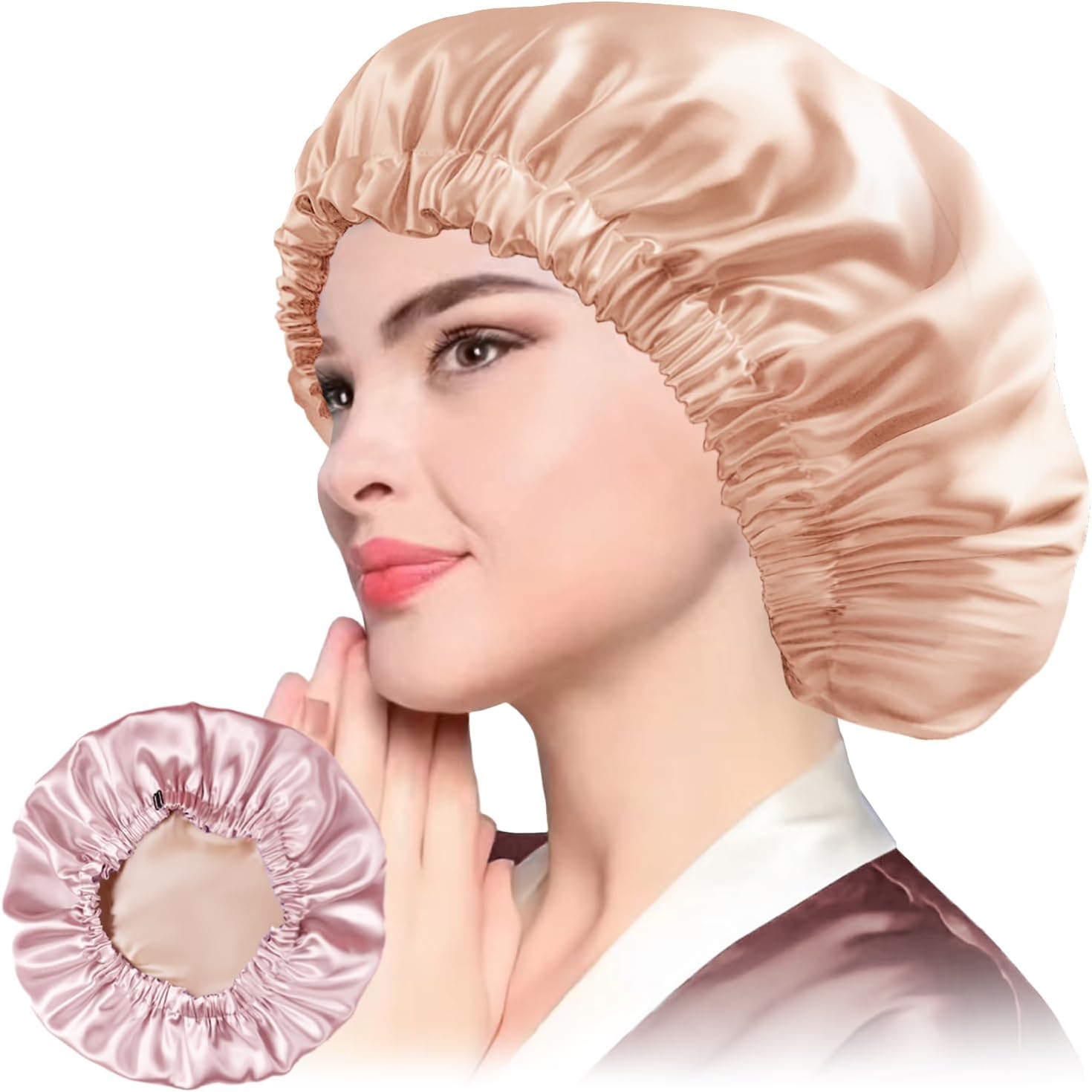 Amazon.com : QIYUE Satin Bonnet Silk Bonnet Hair Bonnet for Sleeping ...