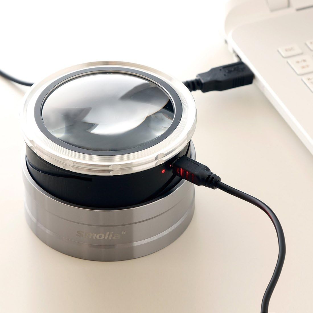 smolia tzc Ampliación Lupa ajustable con LED recargable USB Rosado ...