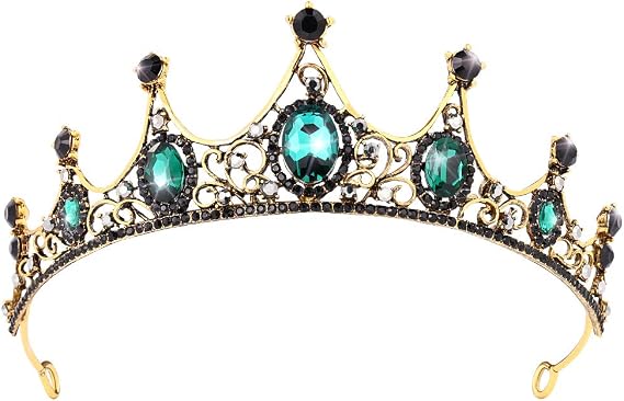 Amazon.com: FRCOLOR Green Rhinestone Crown, Vintage Queen Crown ...