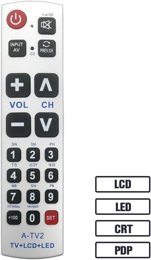 Amazon.com: LuckyStar Big Button Universal Remote Control A-TV2 ...