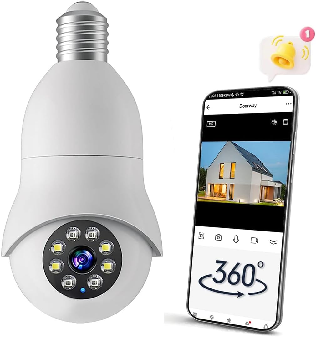 Nicoone Light Bulb Security Camera, 2. 4GHz/ 5GHz Wifi Camera 360 ...