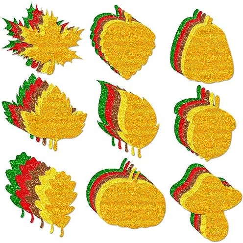 Amazon.com: Fall Leaves Cutouts Glitter Maple Leaves Pumpkin Acorns Cut ...