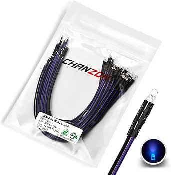 [UL Wire] Chanzon 20 pcs Pre-Wired 3mm Purple LED Diode Lights (Clear ...