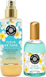 Les Petits Plaisirs - Lot Brume parfumée Fleur de tiaré pailletée + Eau de toilette Fleur de ...