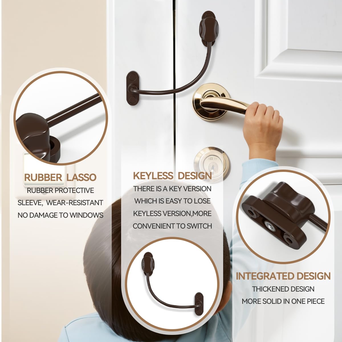 Bwintech 5 Pack Brown Keyless Window Restrictor, UPVC Window Security ...