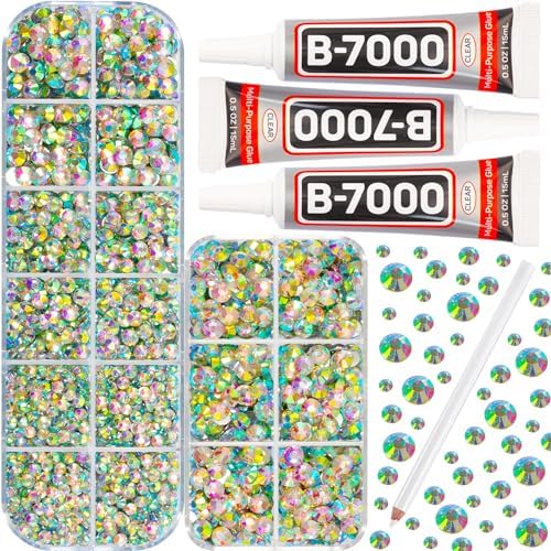 Amazon.com: 7500Pcs ab Crystal Rhinestones Flatback with b7000 Gem Glue ...