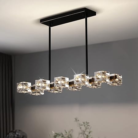 OKES Dining Room Light Fixture,Modern Crystal Chandeleirs Semi Flush ...