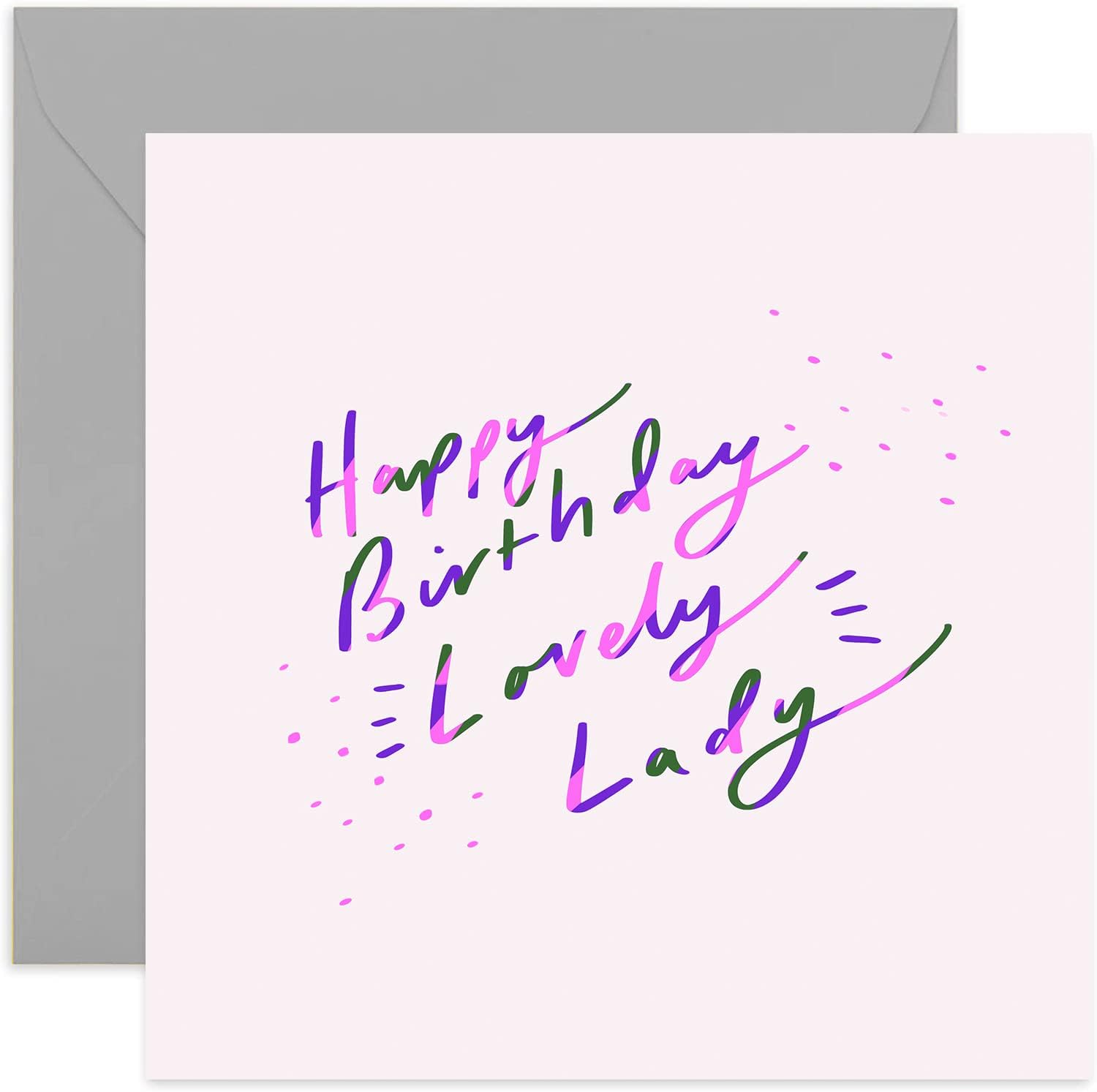 Old English Co. Lovely Lady Happy Birthday Card - Neon Purple Birthday ...