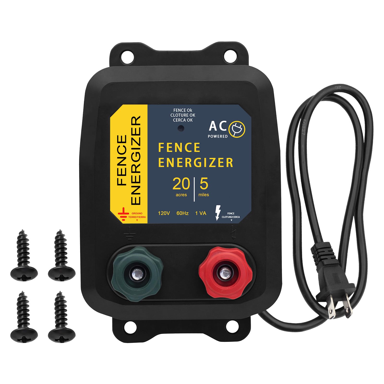 Amazon.com : Electric Fence Charger, 5 Mile Plug in Electric Fence ...