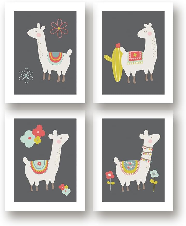 Amazon.com: Kindred Sol Collective Llama Wall Decor Art Posters - Set ...