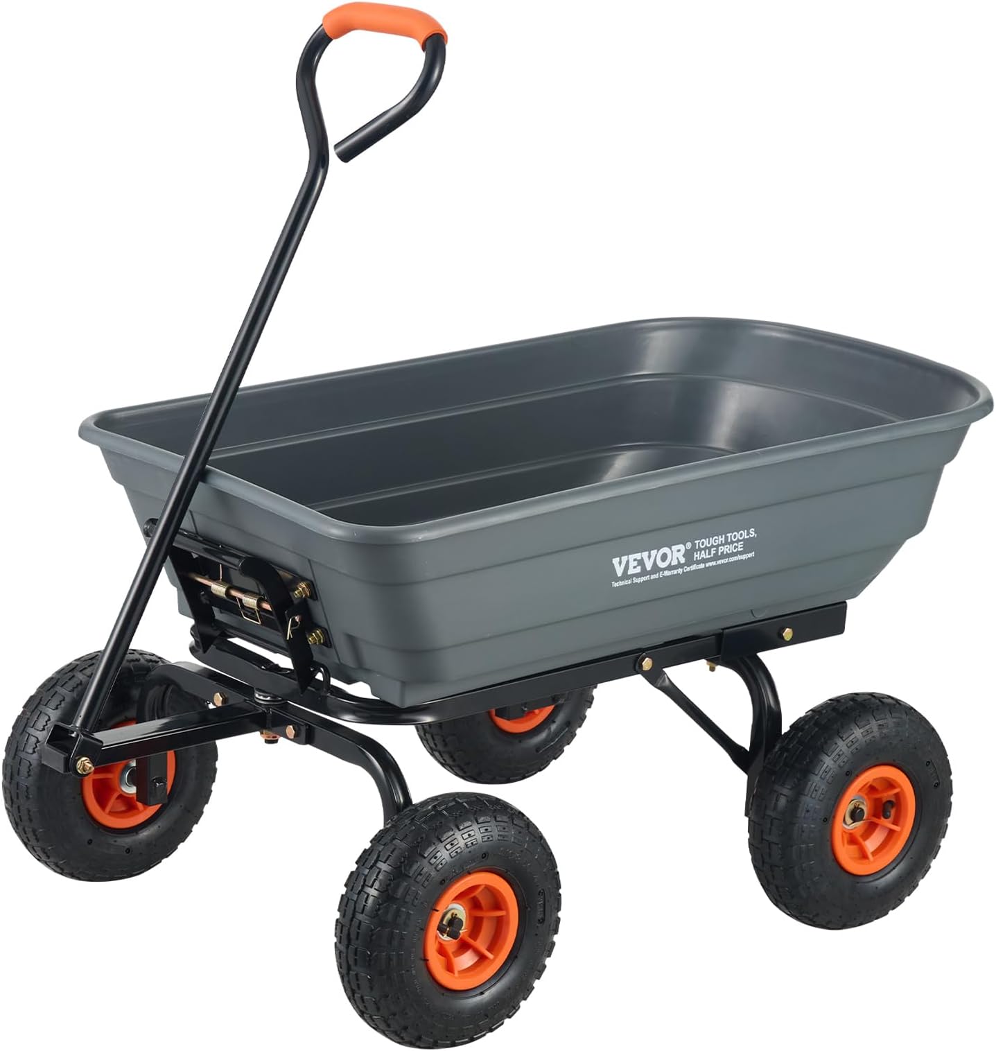 Amazon.com : VEVOR 4 Cu.Ft. 600lbs Poly Garden Cart Dump Wagon, Heavy ...