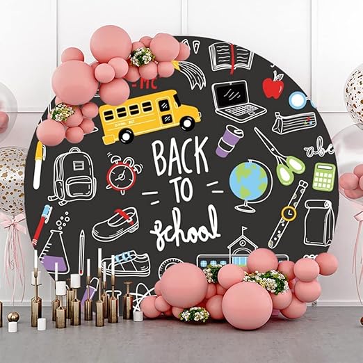 Amazon.com : YongFoto Back to School Round Backdrop Cover, Photography ...