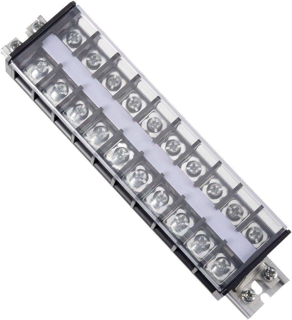 Amazon.com: uxcell Barrier Terminal Strip Block 660V 15A Dual Rows 20P ...