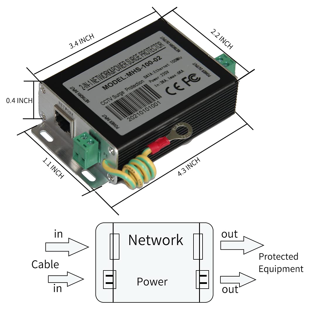 Buy thernet Surge Protector RJ45 100Mbps Network Lightning Protection ...