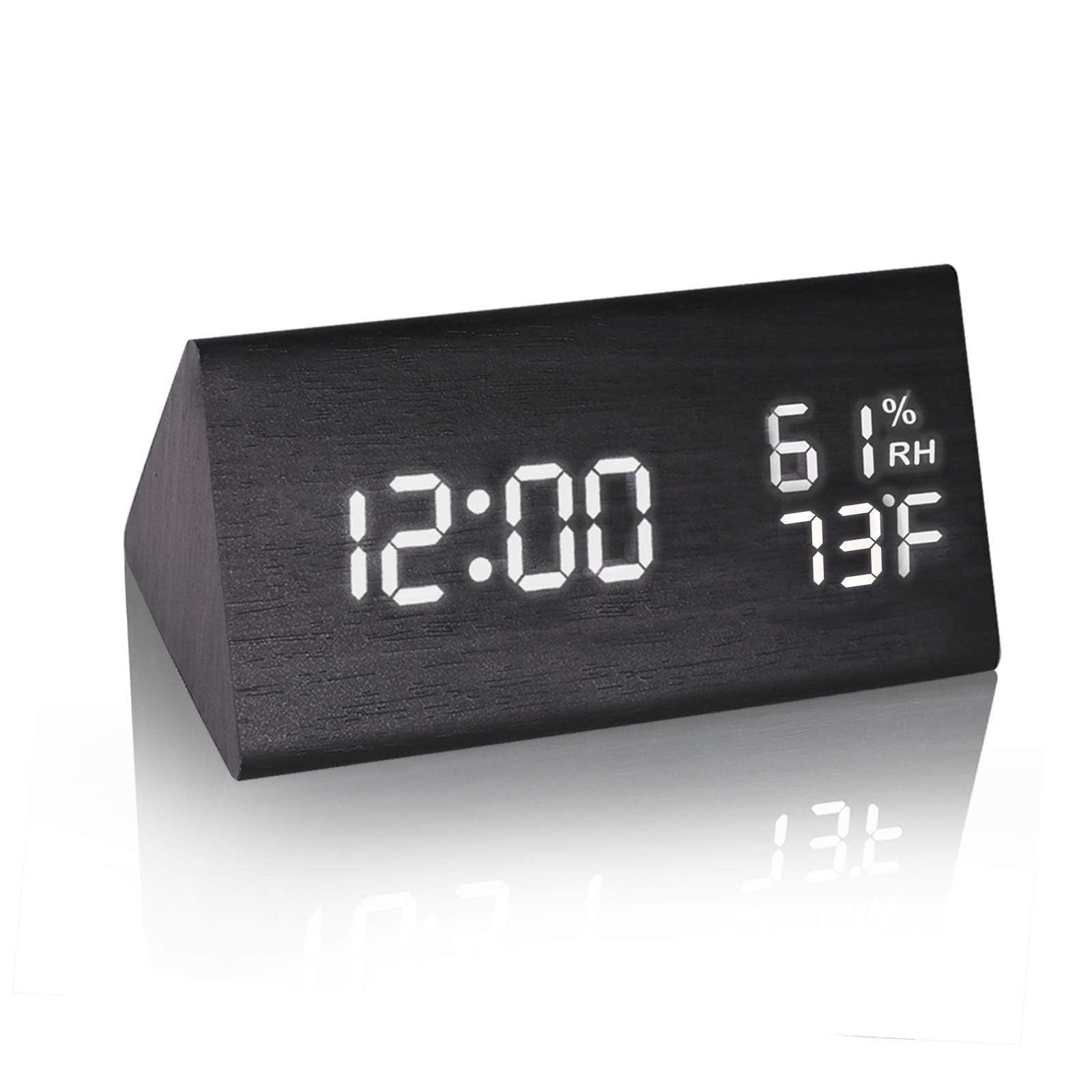 Buy Wooden Digital Alarm Clock, Led Wood Alarm Clock, Dual Temperature ...