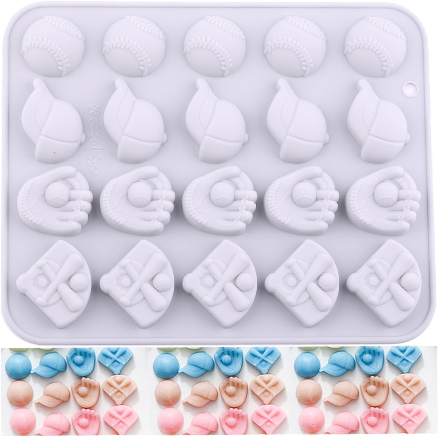 Amazon.com: AIBOYA 20 Cavity Baseball Candy Molds Sports Theme Silicone ...
