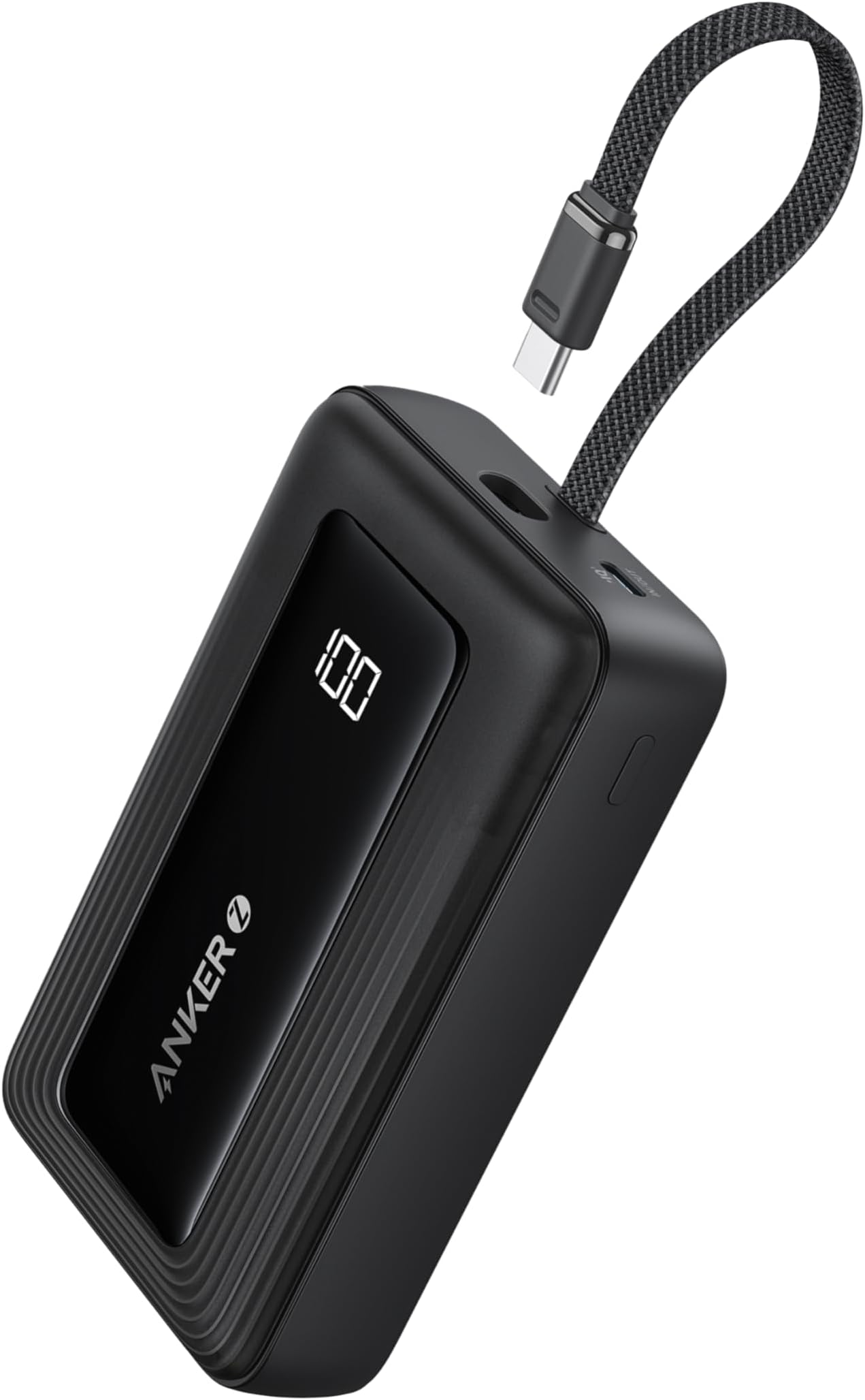 Anker Powerbank 20.000mAh 30W mit integriertem USB-C Kabel, High-Speed portables Ladegerät, 1 ...