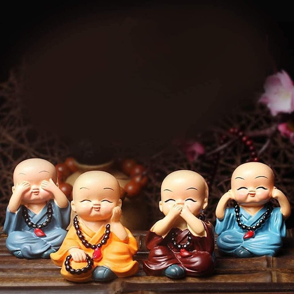 Amazon.com: TreegoArt Wearing a Mala Buddha Cute Baby Monk Statues for ...