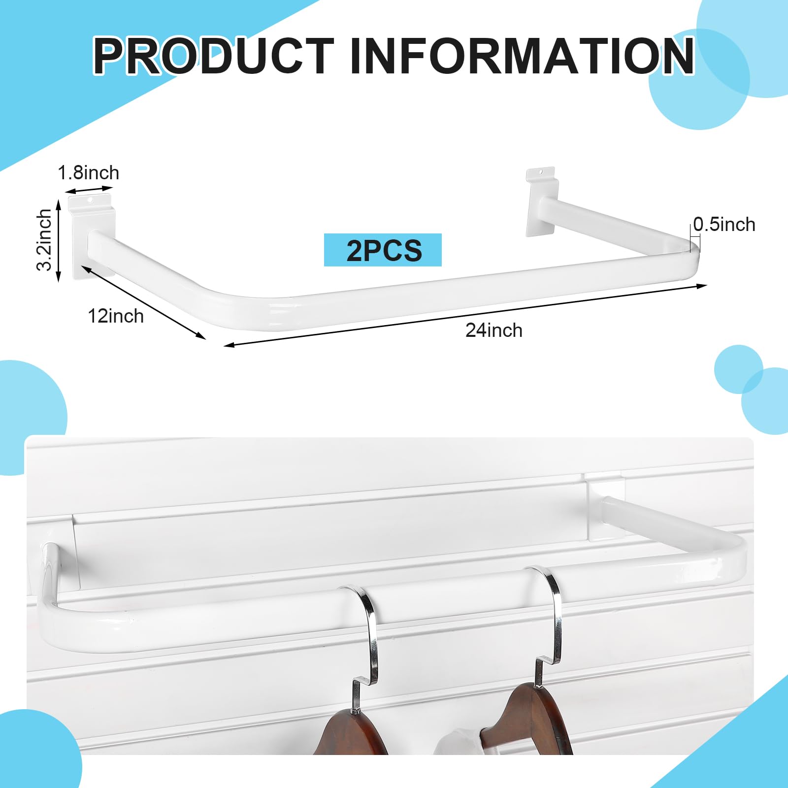 U-shaped Metal Hang Rail 4-Pack U-Shaped Hang Rails For Slatwall – 24 ...