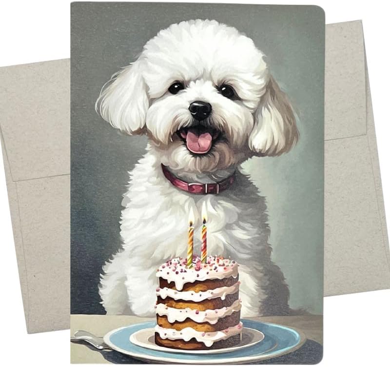 Amazon.com : Whitman and Daughter Bichon Dog Birthday Card (1 Premium ...
