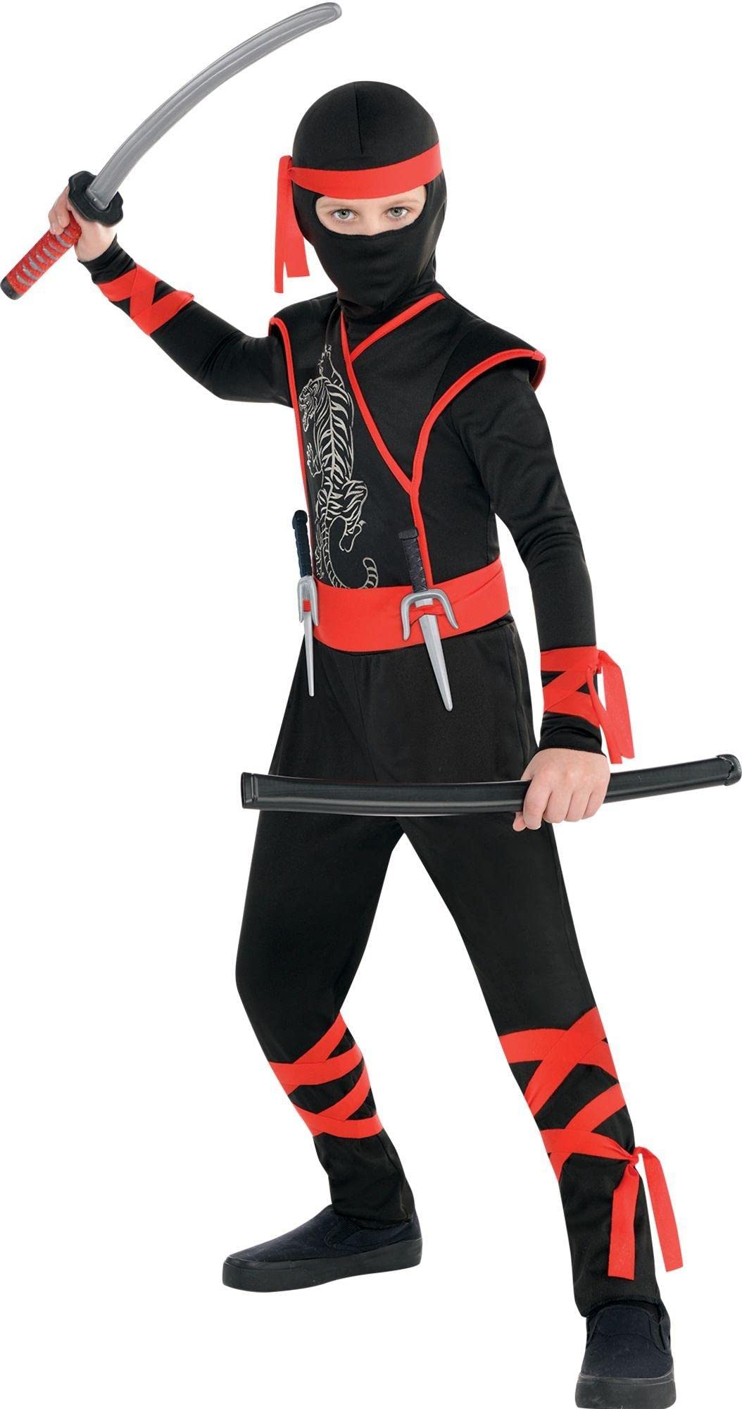 Amazon.com: Amscan Kids Orange & Black Shadow Ninja Costume Set ...