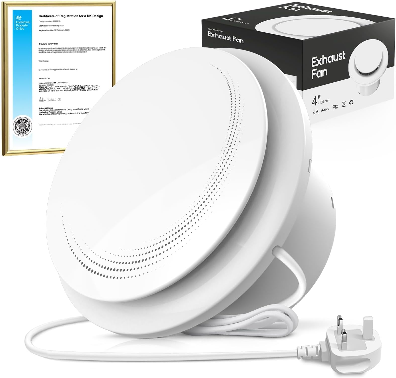 Hon&Guan 100mm / 4 Inch Bathroom Extractor Fan Axial Ventilation ...