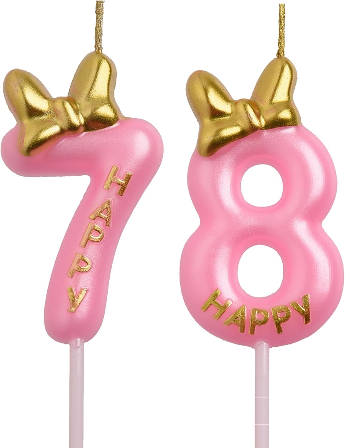 Amazon.com: AOOLADA 78th 87th Birthday Candles, Pink 87 78 Year Old ...