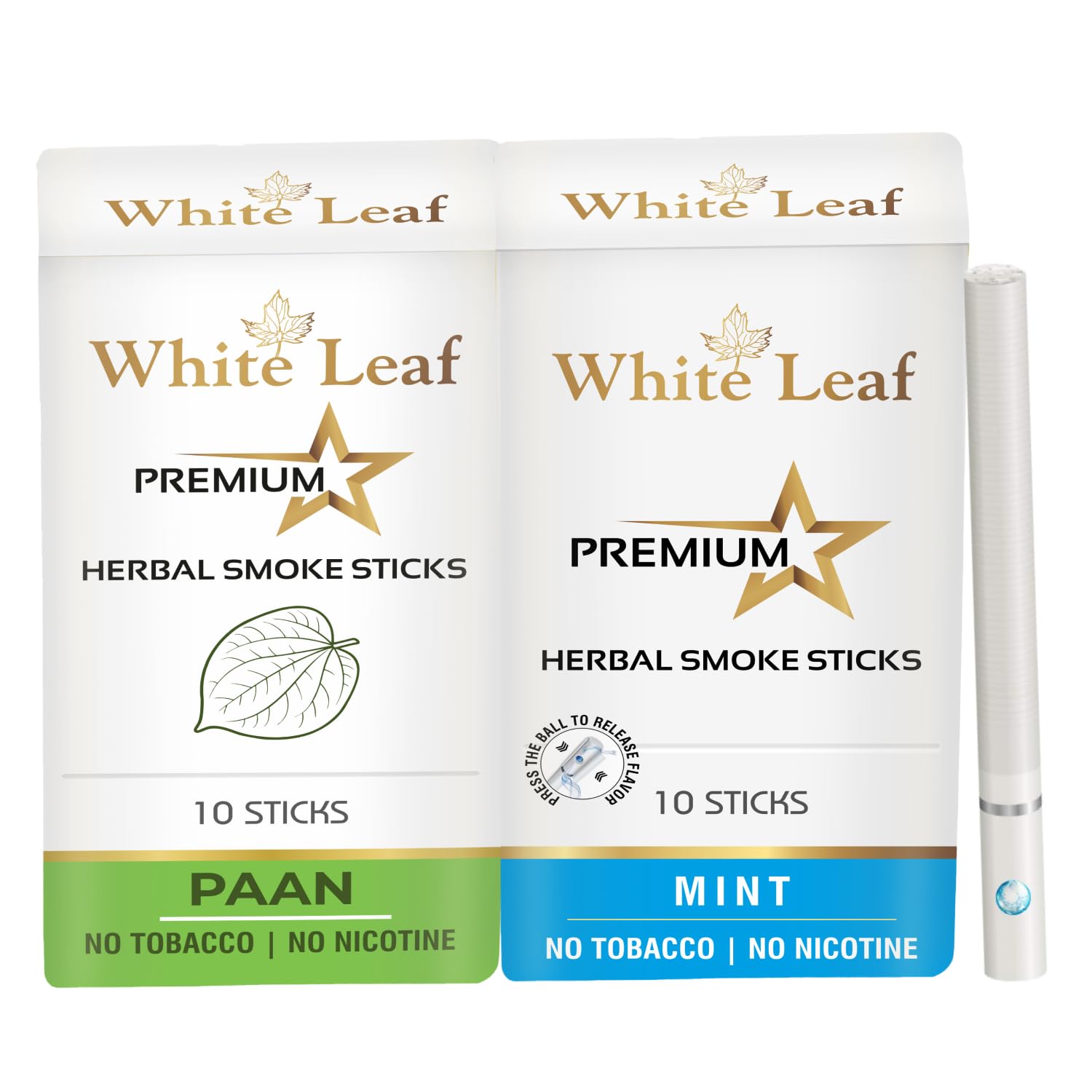 Buy White Leaf Natural Herbal Cigarettes Paan, Mint Flavour (20 Sticks ...