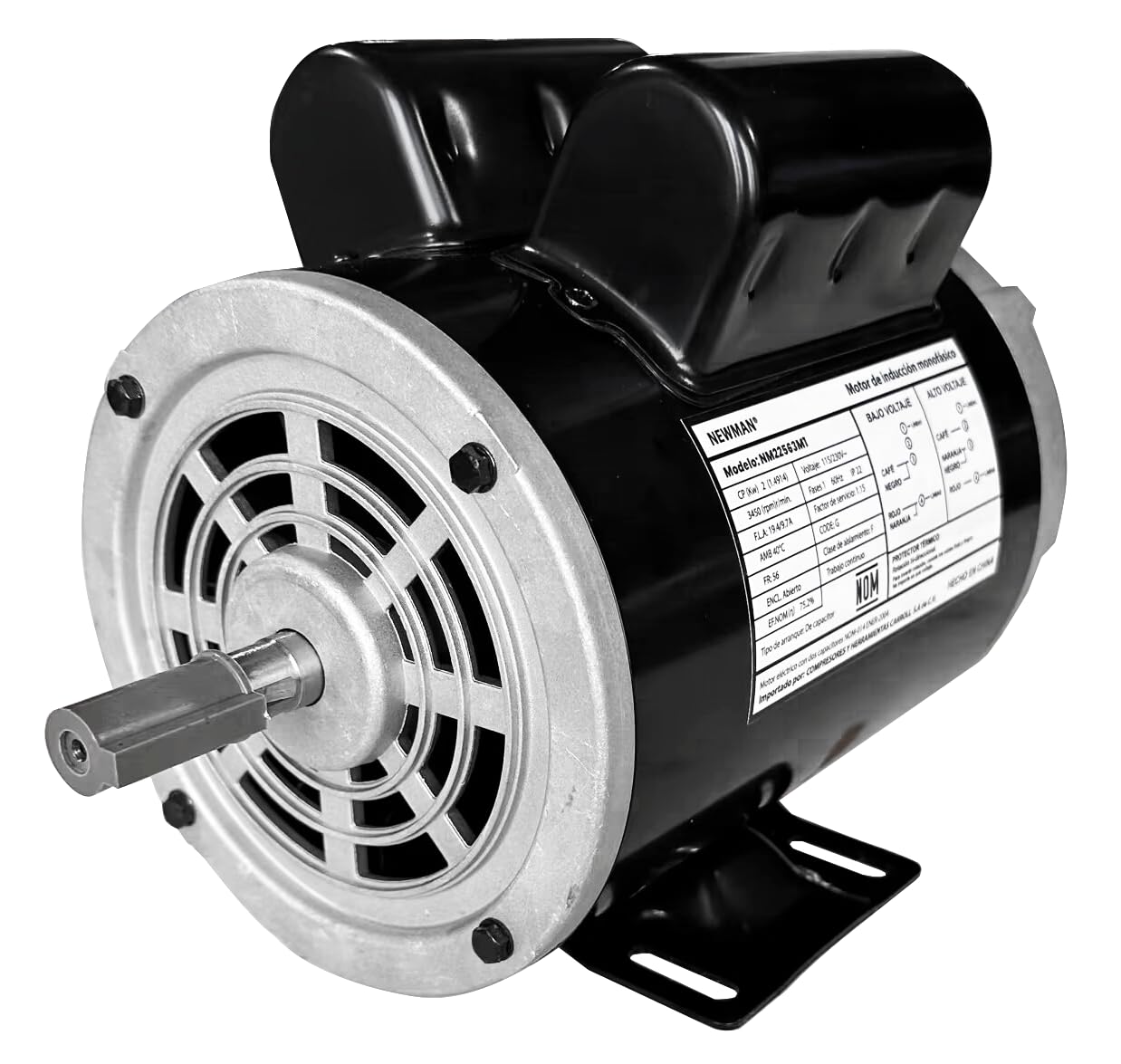 NEWMAN Motor Eléctrico 2hp Abierto 3450rpm Monofásico 115/230v 60hz ...