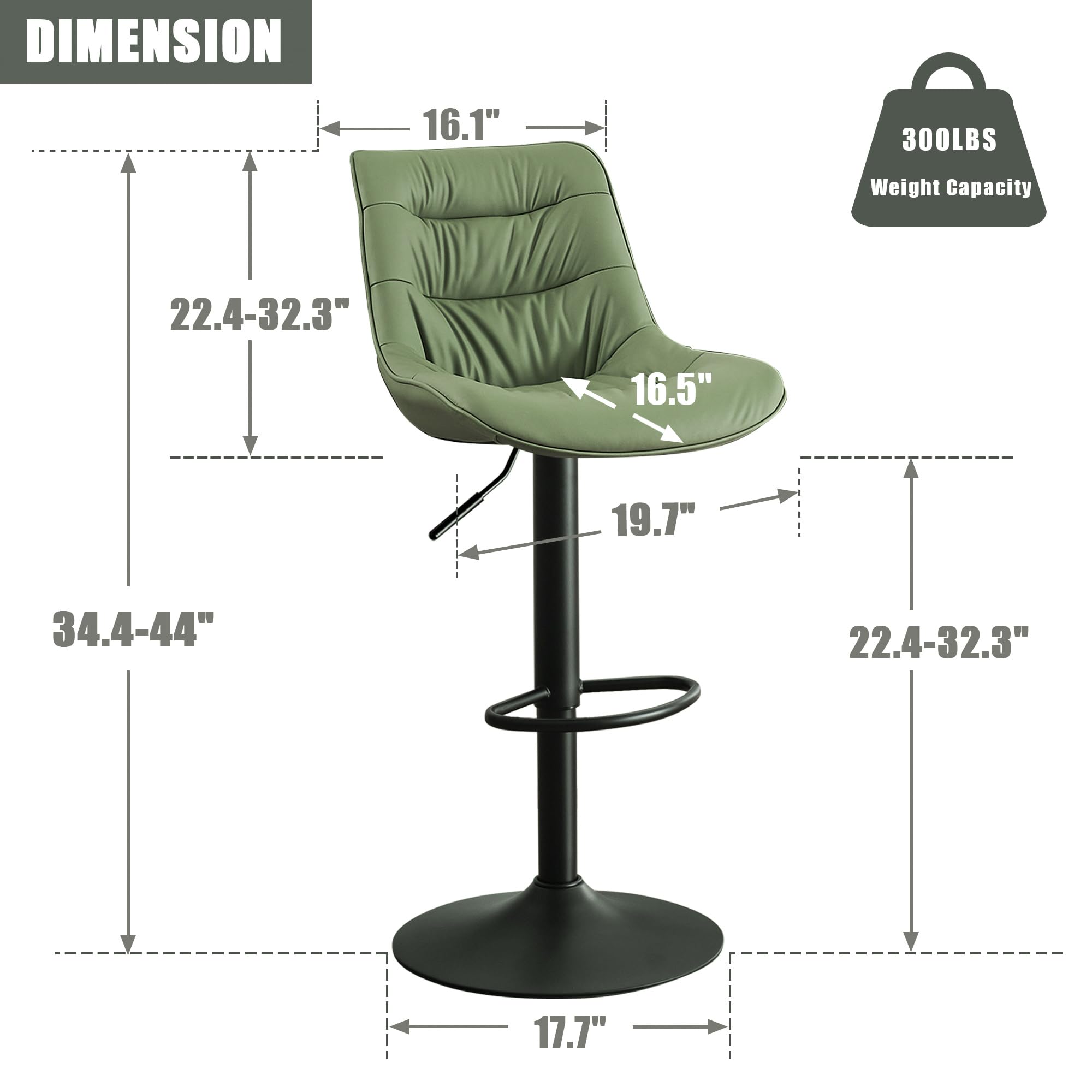 Kidol & Shellder Bar Stools Set of 2 Kitchen Island Adjustable Counter ...
