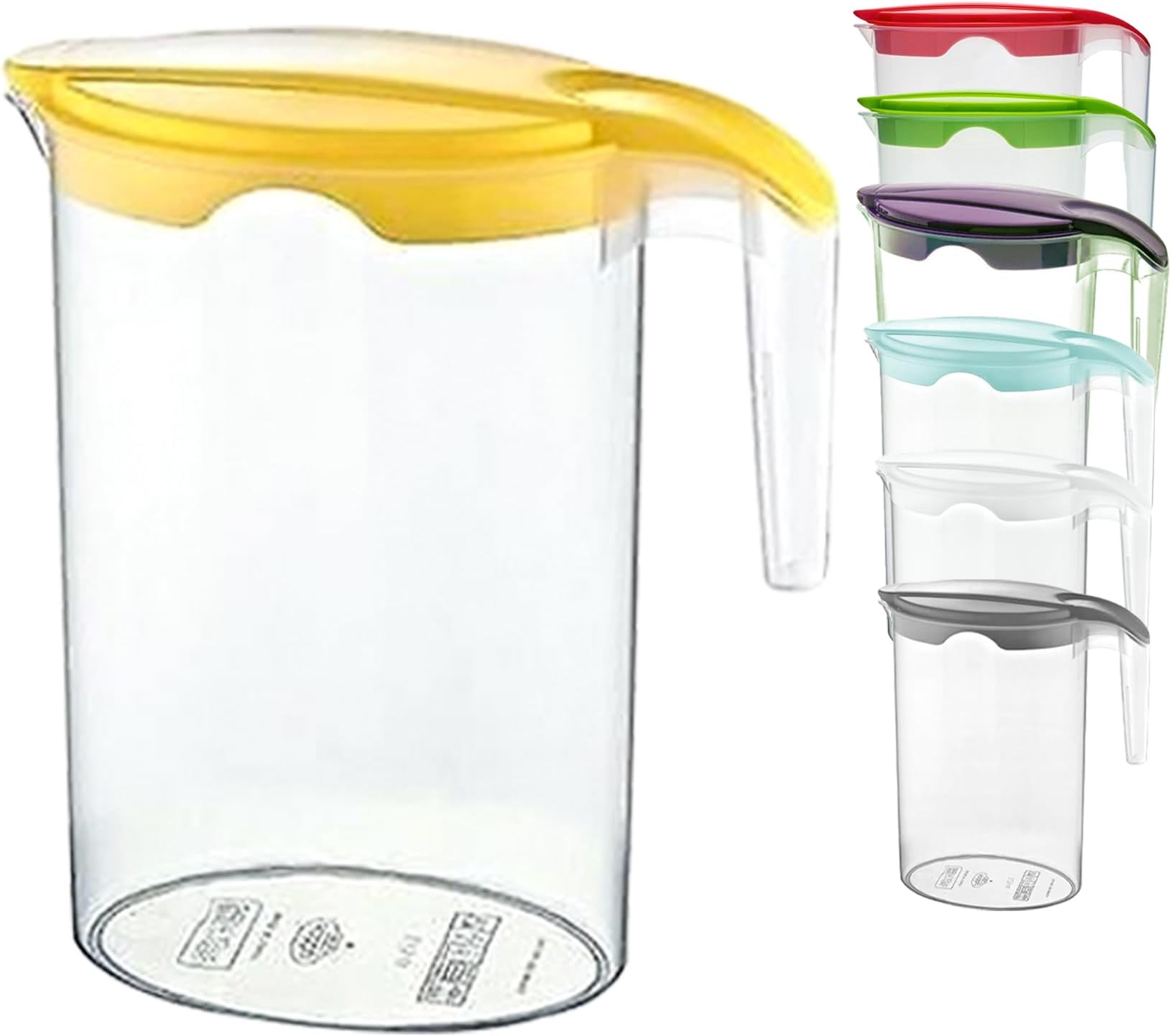 3 x Plastic 1 litre Jugs with Coloured Lid - Squash Water Fruit Juice ...