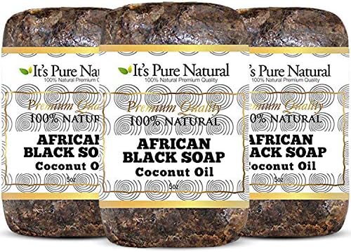 Amazon.com: It's Pure Natural African Black Soap Bars with Coconut Oil ...